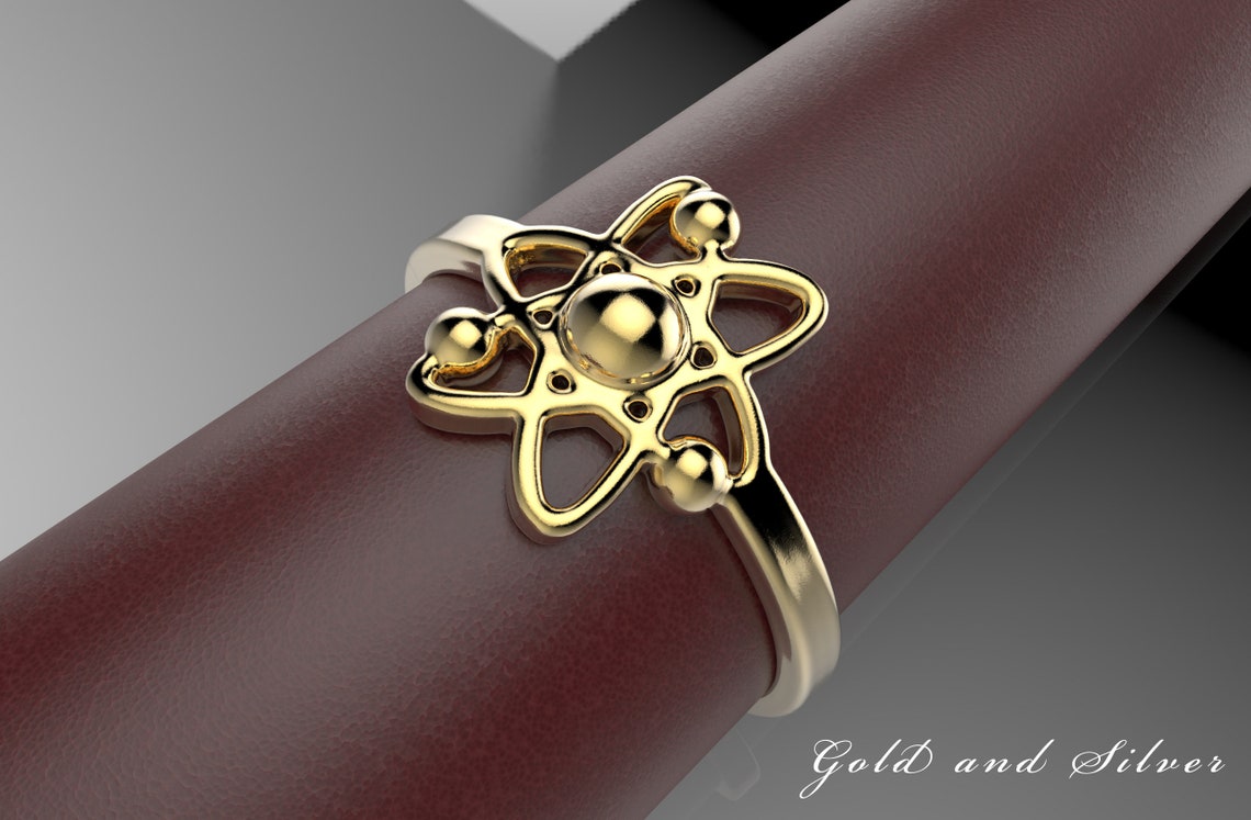 Gold Atomic Ring Silver 925 Atom Ring Atom Women's Gold - Etsy