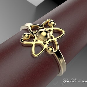 Gold Atomic Ring, Silver 925 Atom Ring, Atom, Women's Gold Science Ring ...