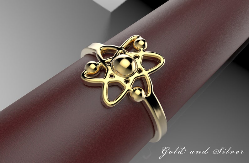 Gold Atomic Ring Silver 925 Atom Ring Atom Women's Gold - Etsy