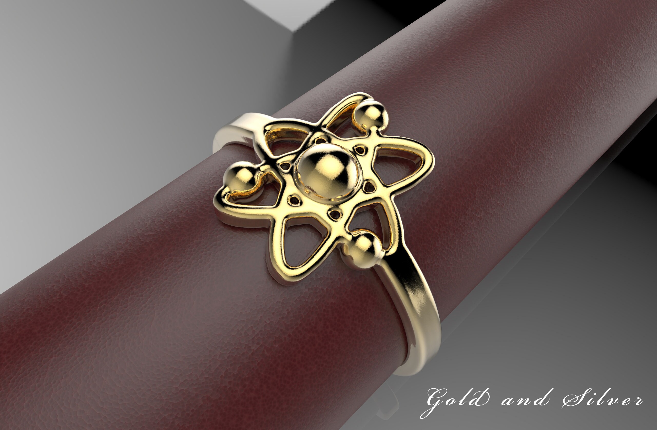 Gold Atomic Ring Silver 925 Atom Ring Atom Women's Gold - Etsy