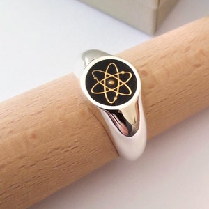 Gold Atom Ring, Atom Jewelry, Atom Signet Ring, Silver Atom Ring, Gold ...