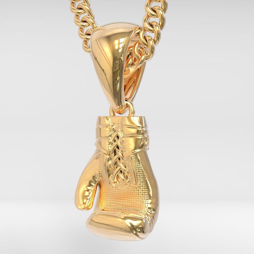 Yellow Gold Boxing Glove Pendant | Handcrafted Silver 925 Boxing Glove Necklace | Boxing Glove ...