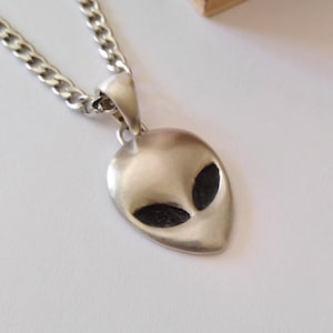 Oxidized Silver 925 Alien Head Pendant | Handcrafted Silver Alien ...
