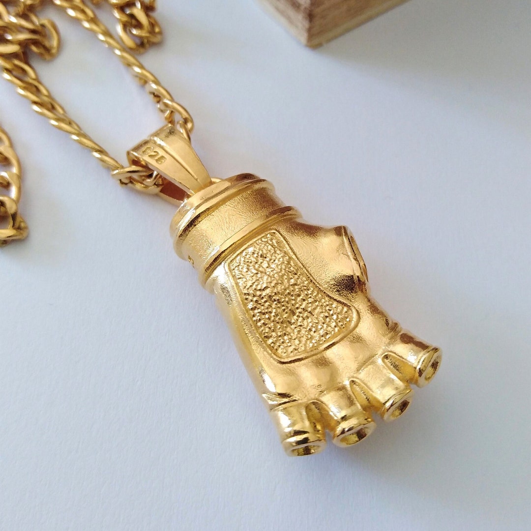 Yellow Gold MMA Gloves Pendant | Sterling Silver Boxing Gloves Necklace ...