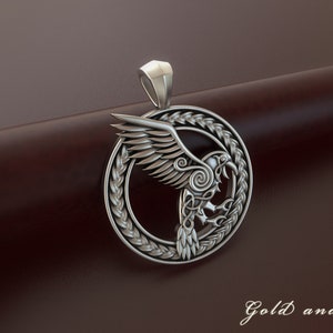 Aged Silver 925 Raven Pendant Silver Handmade Celtic Raven - Etsy