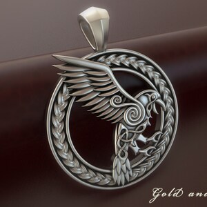 Aged Silver 925 Raven Pendant Silver Handmade Celtic Raven - Etsy