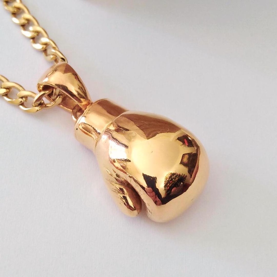 Yellow Gold Boxing Glove Pendant | Handcrafted Silver 925 Boxing Glove | Women's Boxing Glove ...