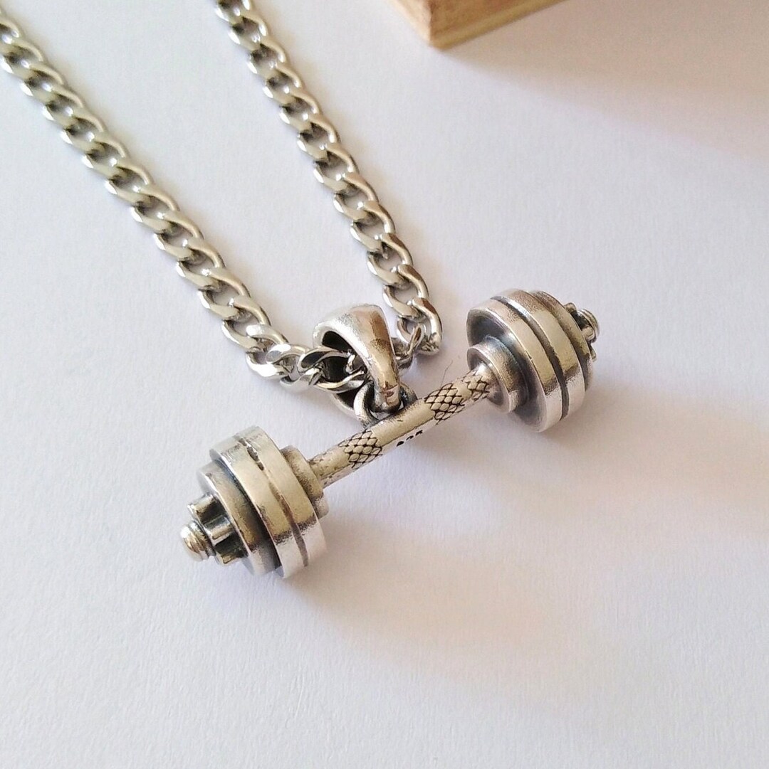 Oxidized Silver 925 Dumbbell Pendant | Handcrafted Aged Sterling Silver ...