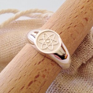 Gold Atom Ring, Atom Jewelry, Atom Signet Ring, Silver Atom Ring, Gold ...