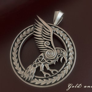 Aged Silver 925 Raven Pendant Silver Handmade Celtic Raven - Etsy
