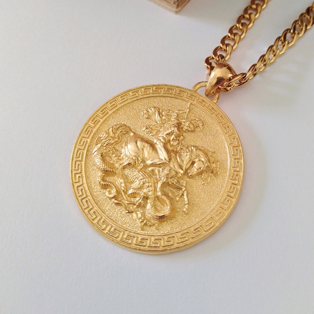 Yellow Gold St George Pendant | Handcrafted Silver 925 St George ...
