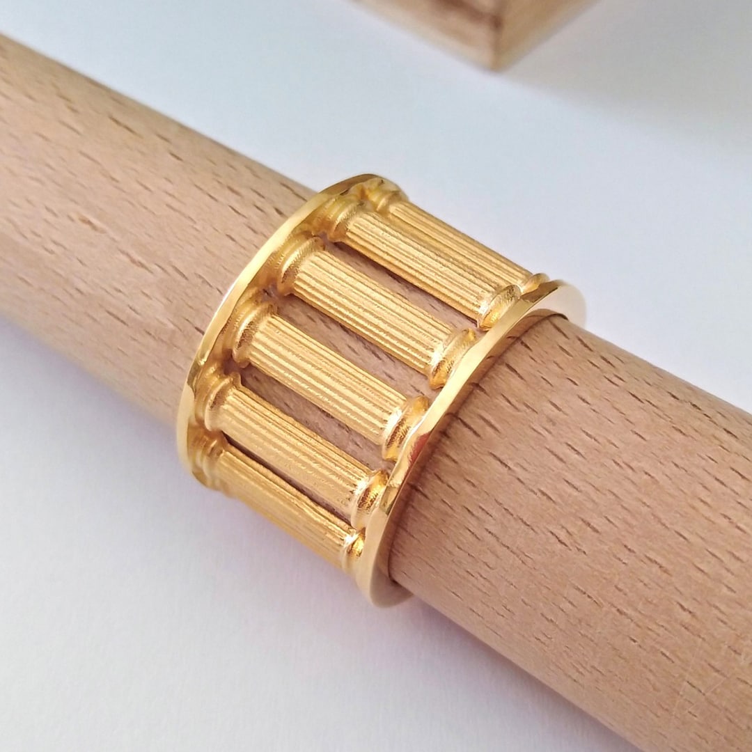 Gold Greek Pillars Ring, Sterling Silver Pillars Ring, Ancient Greek ...