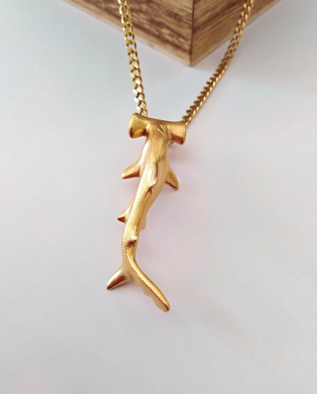 Gold Shark Pendant, Silver Hammerhead Shark Pendant, Sterling Silver ...
