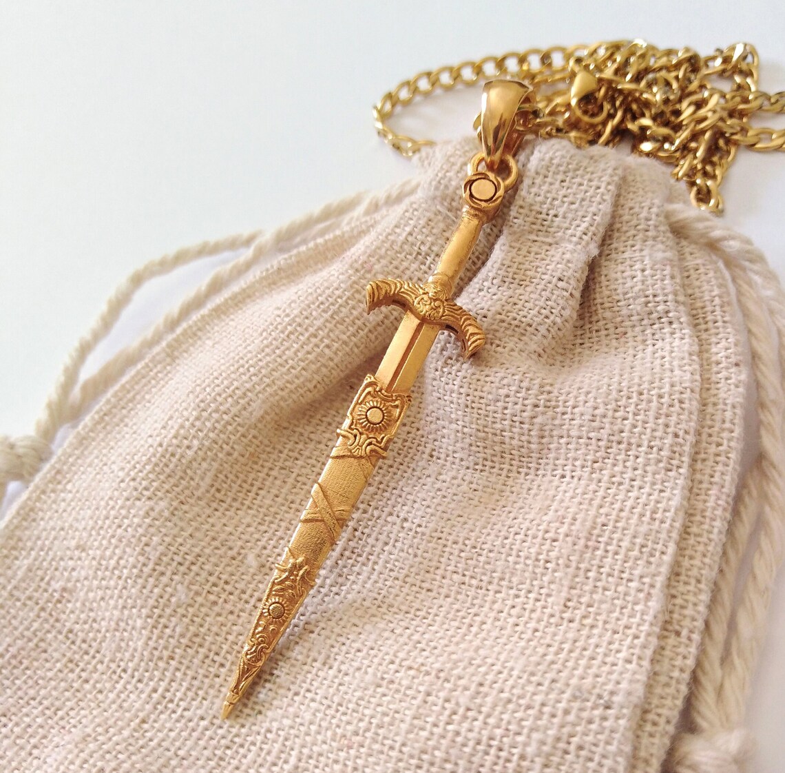 Gold Plated Sword Pendant | Silver 925 Handmade Sword Necklace | Sword ...