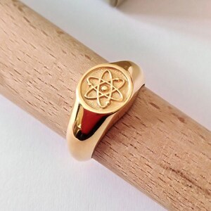 Gold Atom Ring, Atom Jewelry, Atom Signet Ring, Silver Atom Ring, Gold ...