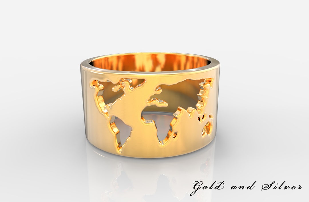 Gold World Map Ring Earth Map Ring Women's World Map - Etsy