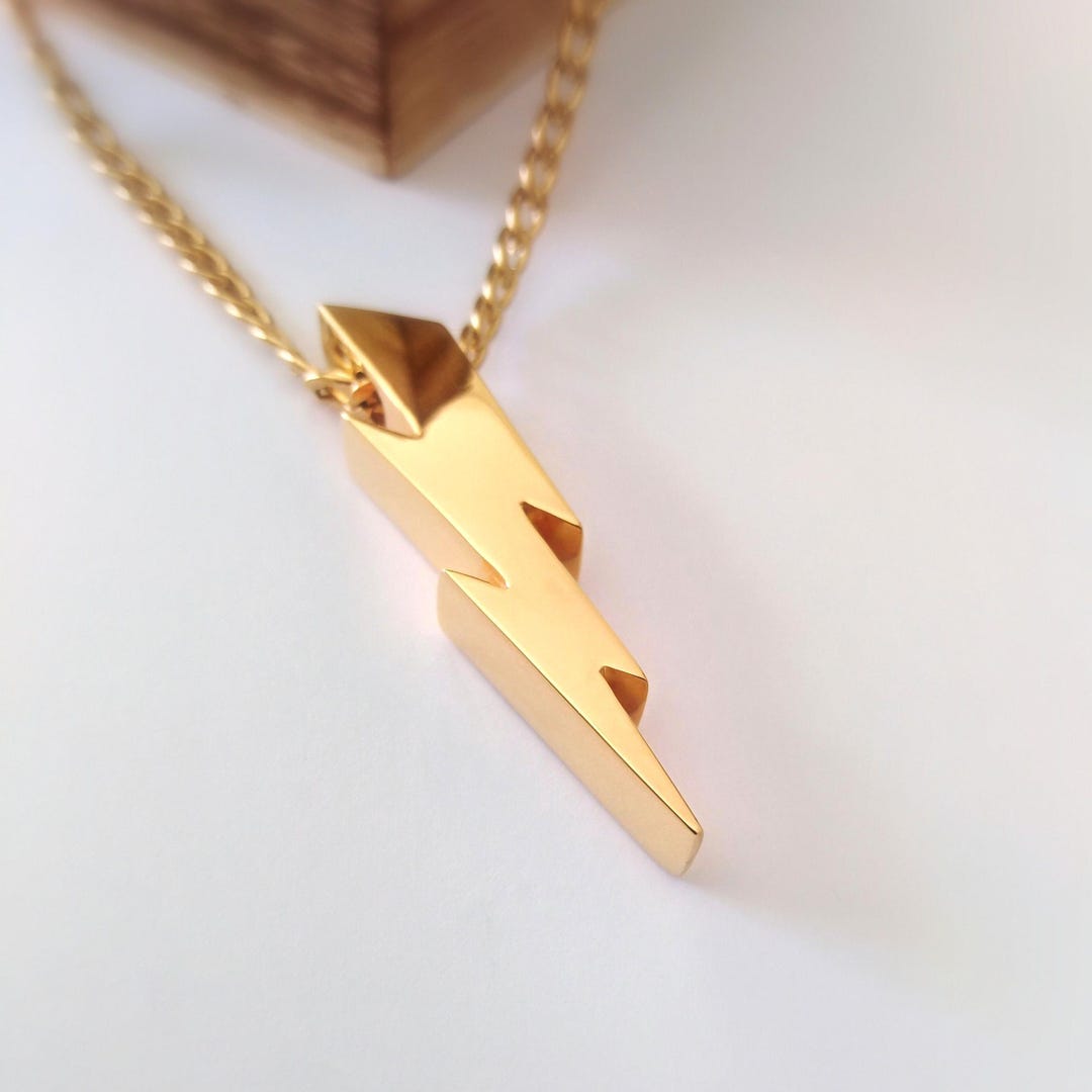 Yellow Gold Flash Pendant | Handcrafted Silver Flash Necklace | Gold ...