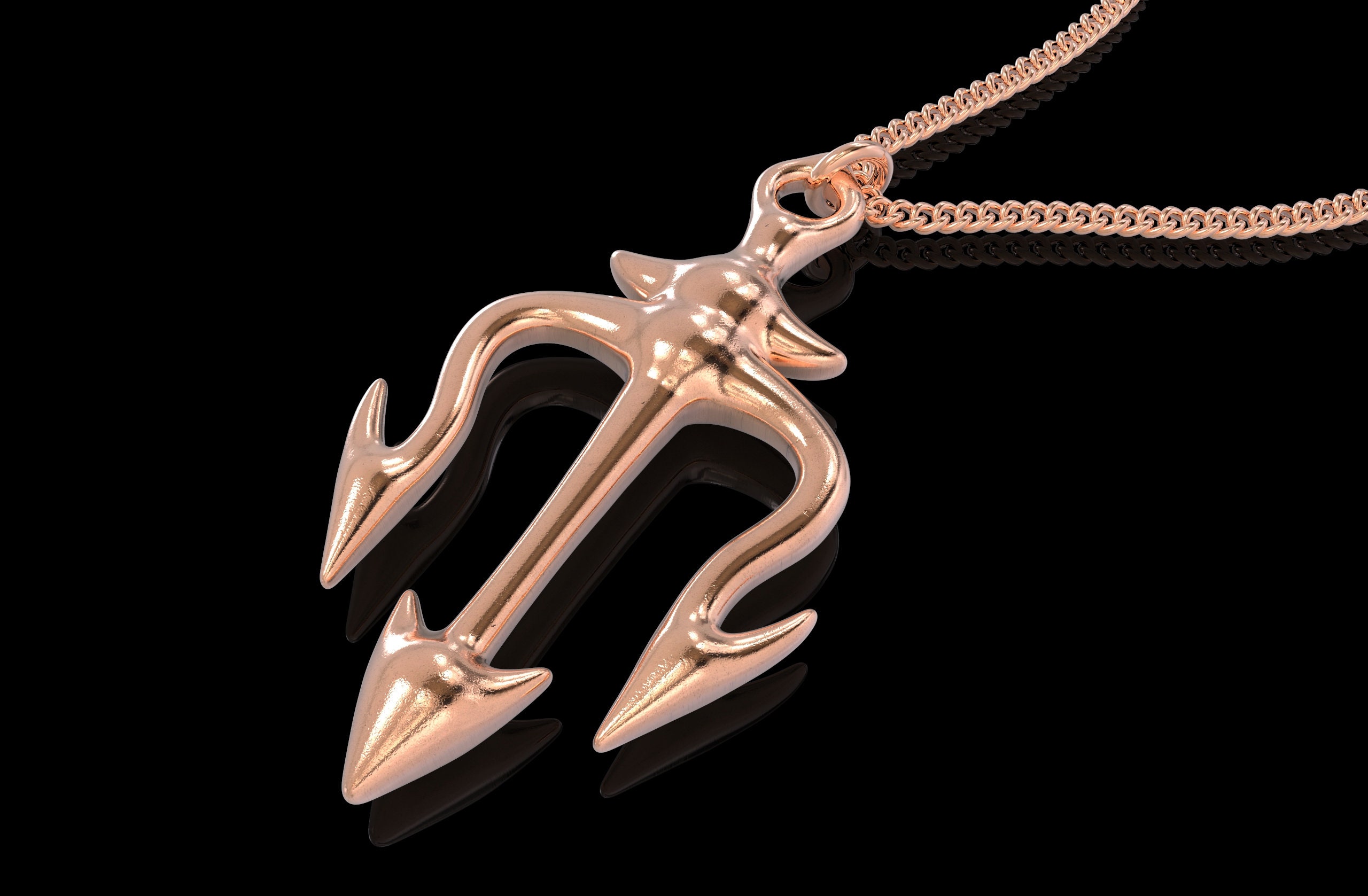 Gold Trident Pendant Silver 925 Trident Necklace Gold - Etsy UK