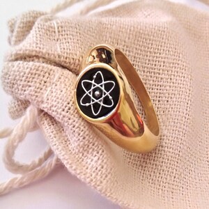 Gold Atom Ring, Atom Jewelry, Atom Signet Ring, Silver Atom Ring, Gold ...