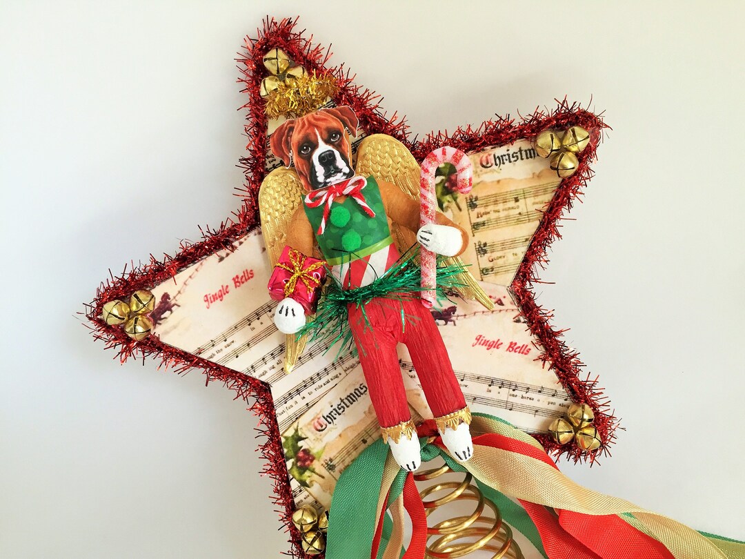 Boxer Dog TREE TOPPER Christmas Spun Cotton ANGEL Boy Dog - Etsy