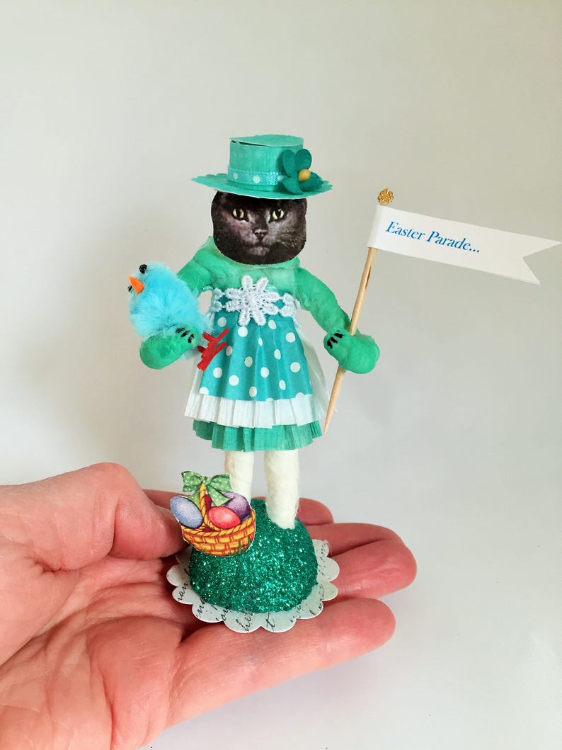 Black Cat EASTER Spun Cotton CAT Vintage Style Spun Cotton - Etsy