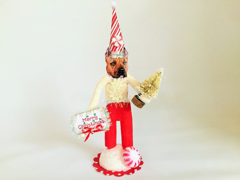Pit Bull Terrier CHRISTMAS PEPPERMINT Boy Vintage Style Spun - Etsy