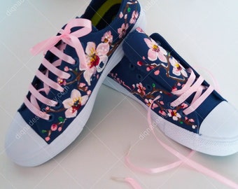 CHERRY BLOSSOM Shoes / Hand Painted Sakura Shoes / Japanese Inspired ...
