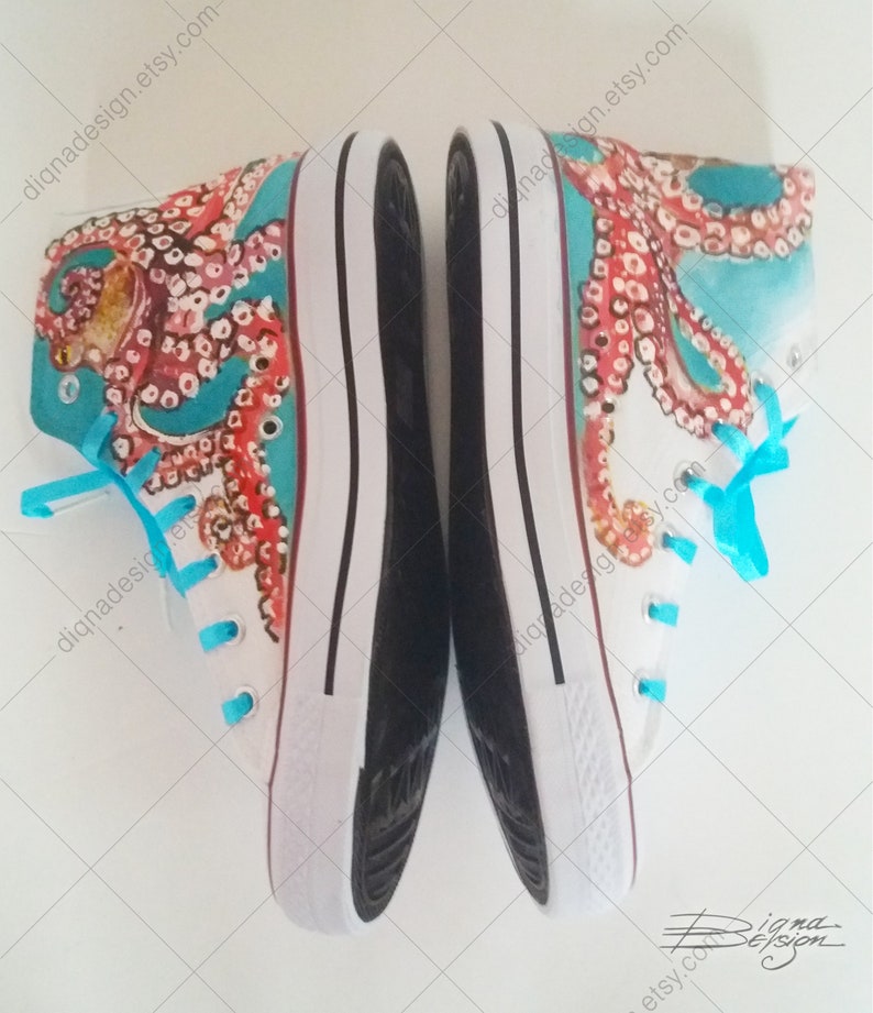 Octopus Sneakers Hand Painted Sneakers Octopus Hi Tops - Etsy
