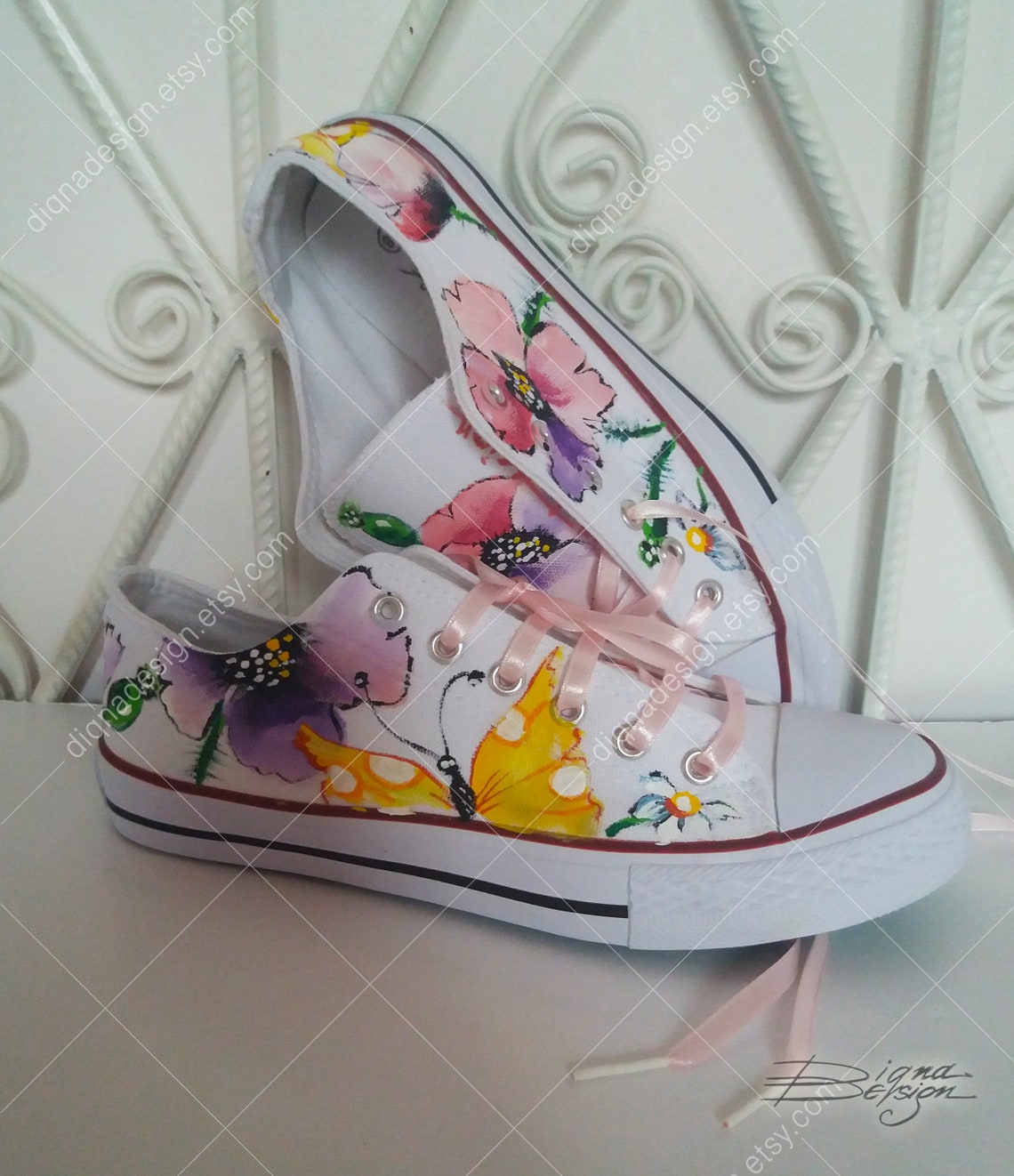 Hand Painted Sneakers Poppies Sneakers Poppy Shoes | Etsy