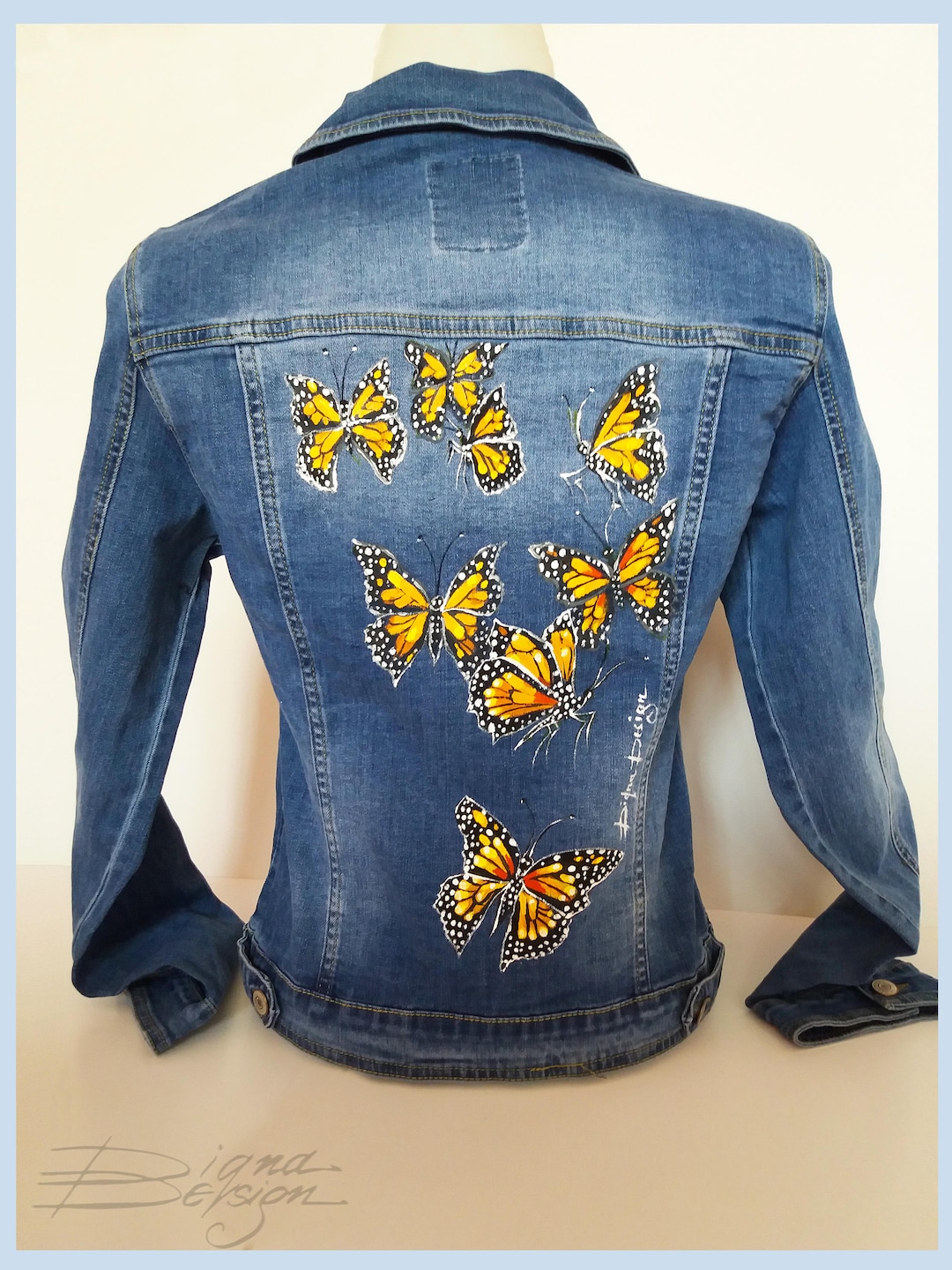 Monarch Butterflies, Hand Painted Jean Jacket, Butterfly Jacket ...