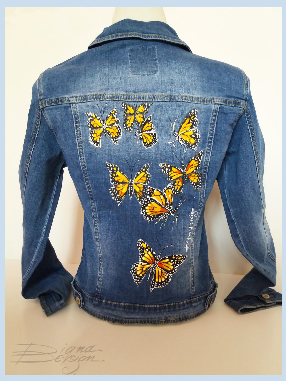 Monarch Butterflies Hand Painted Jean Jacket Butterfly - Etsy Canada