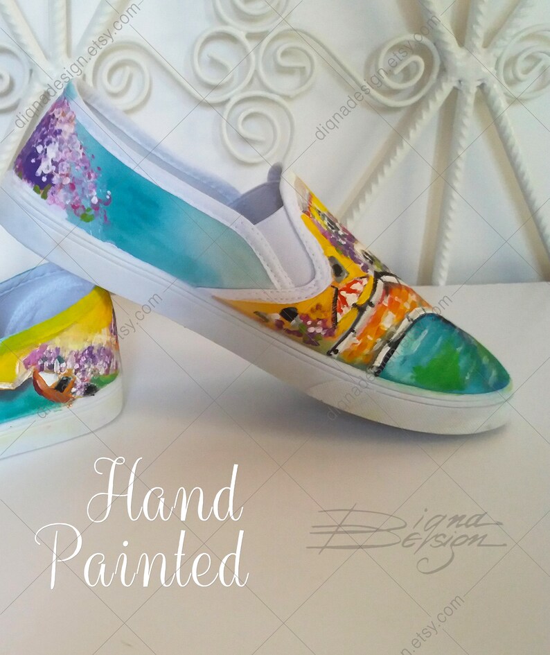 VENICE Art Slip Ons Hadpainted Shoes City Slip on Shoes - Etsy