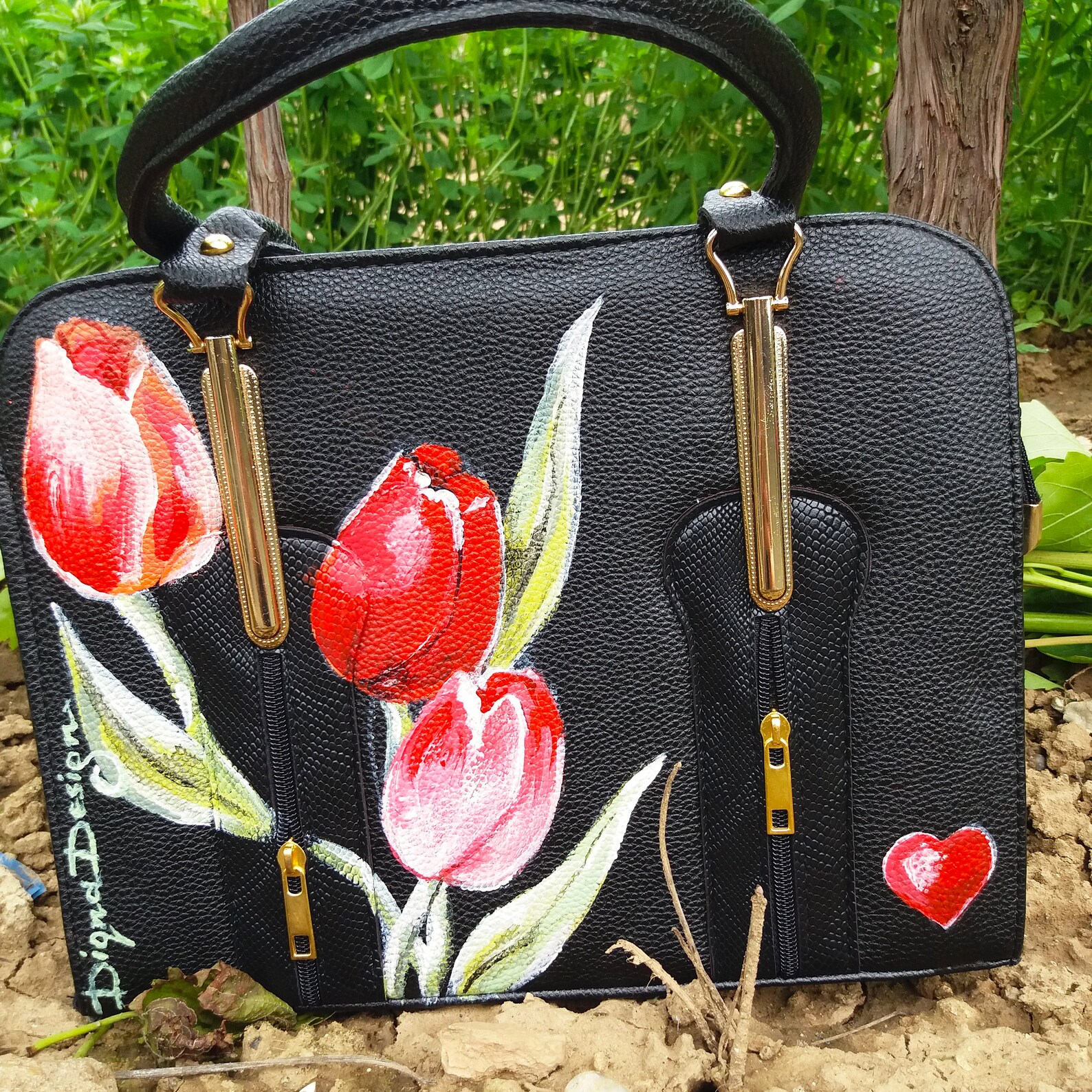 TULIPS ART Hadpainted Tulips Bag Tulip Bag Eavning Handbag - Etsy