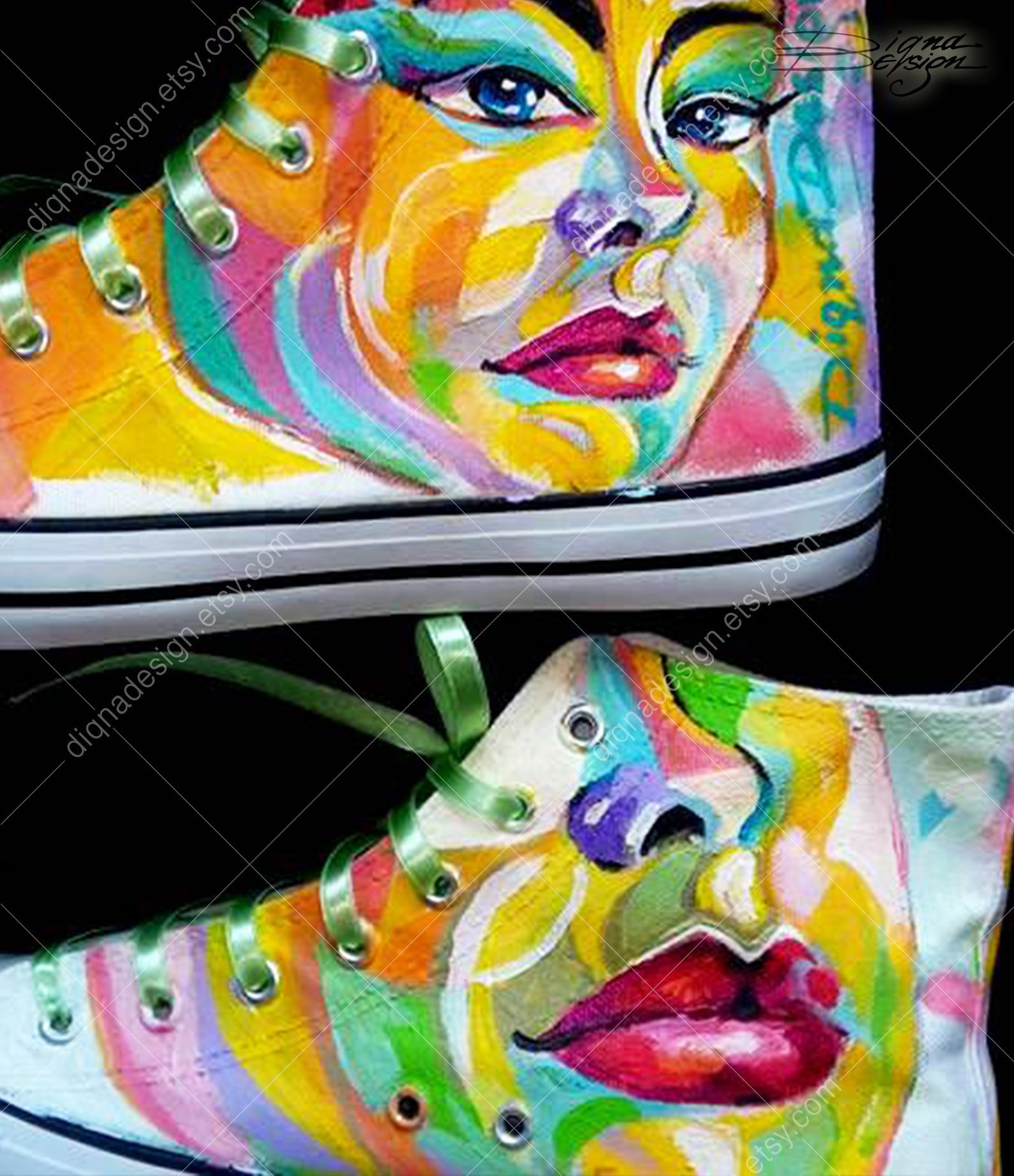 Pop Art Sneakers Handpainted Hi Tops Pop-art Shoes Painted - Etsy