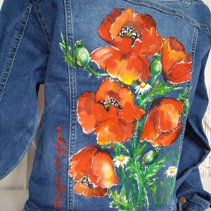 Custom Order, Hand Painted Jean Jacket, Poppies Jacket, Poppy Jean ...
