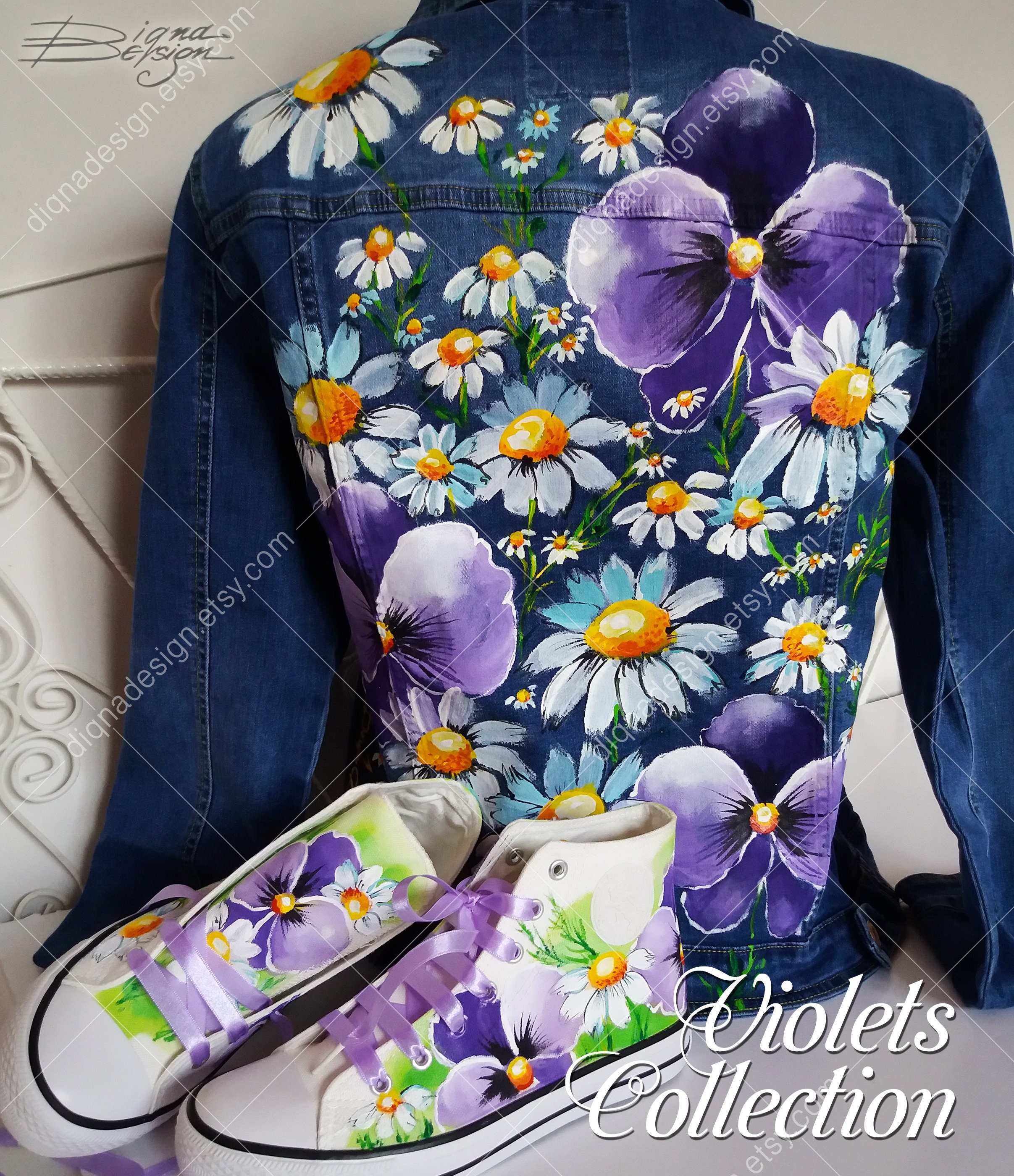 Violets Jacket Hand Painted Jacket Violet Jacket Painted | Etsy