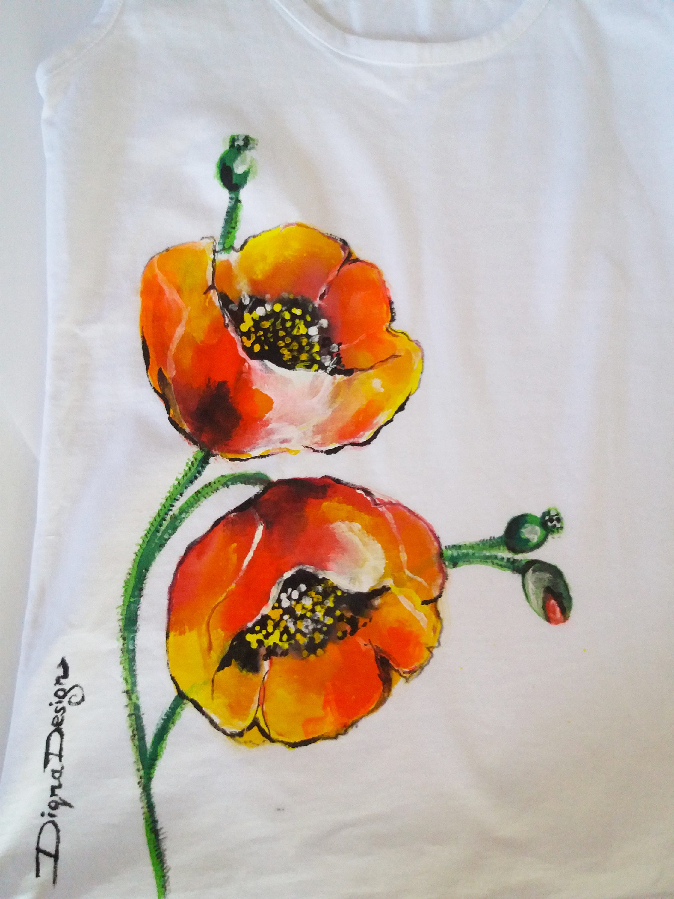 Poppy Top Hand Painted Top Poppies Top Handpainted Tank - Etsy