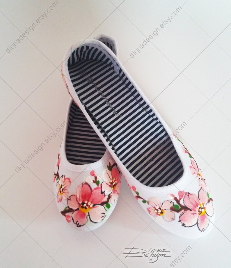 Cherry Blossoms Shoes Hand Painted Sakura Shoes Japanese - Etsy