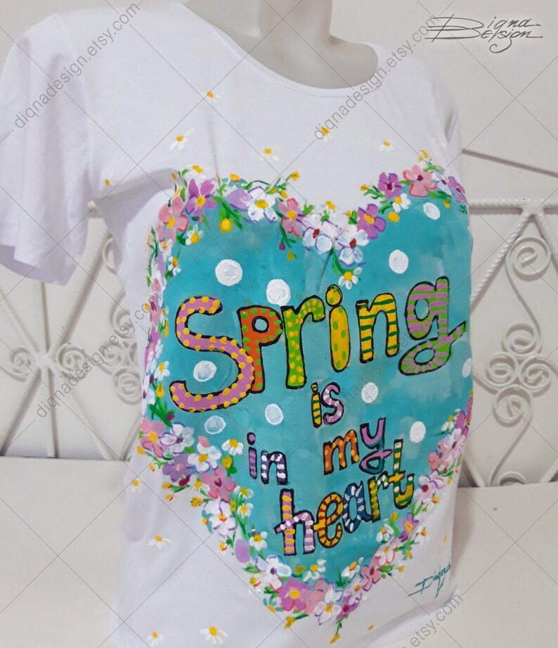 Spring Themed Tshirt Hand Painted Message Handpainted - Etsy