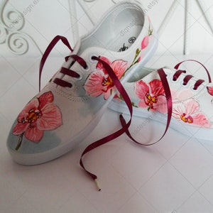 Orchid Sneakers, Hand Painted Floral Shoes, Orchid Art, Orchids ...