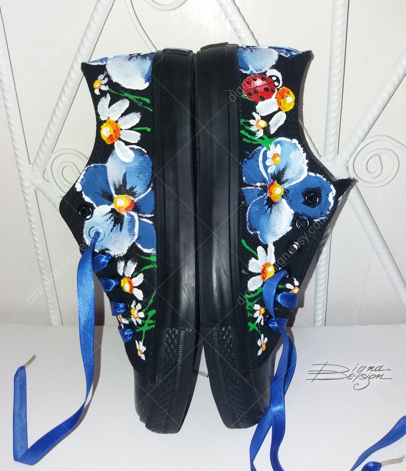 Violets Sneakers Violet Flowers Shoes Hand Painted Shoes - Etsy