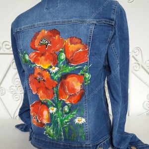 Custom Order, Hand Painted Jean Jacket, Poppies Jacket, Poppy Jean ...