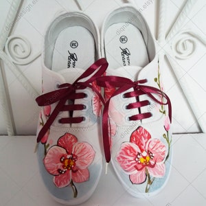 Orchid Sneakers, Hand Painted Floral Shoes, Orchid Art, Orchids ...