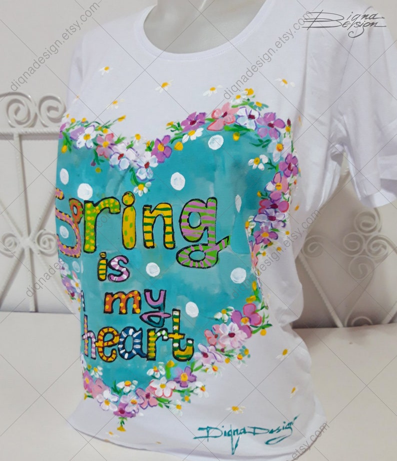 Spring Themed Tshirt Hand Painted Message Handpainted - Etsy