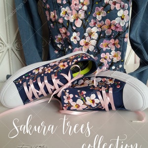 Sakura Sneakers, Cherry Blossoms Shoes, Hand Painted Sneakers, Japanese ...
