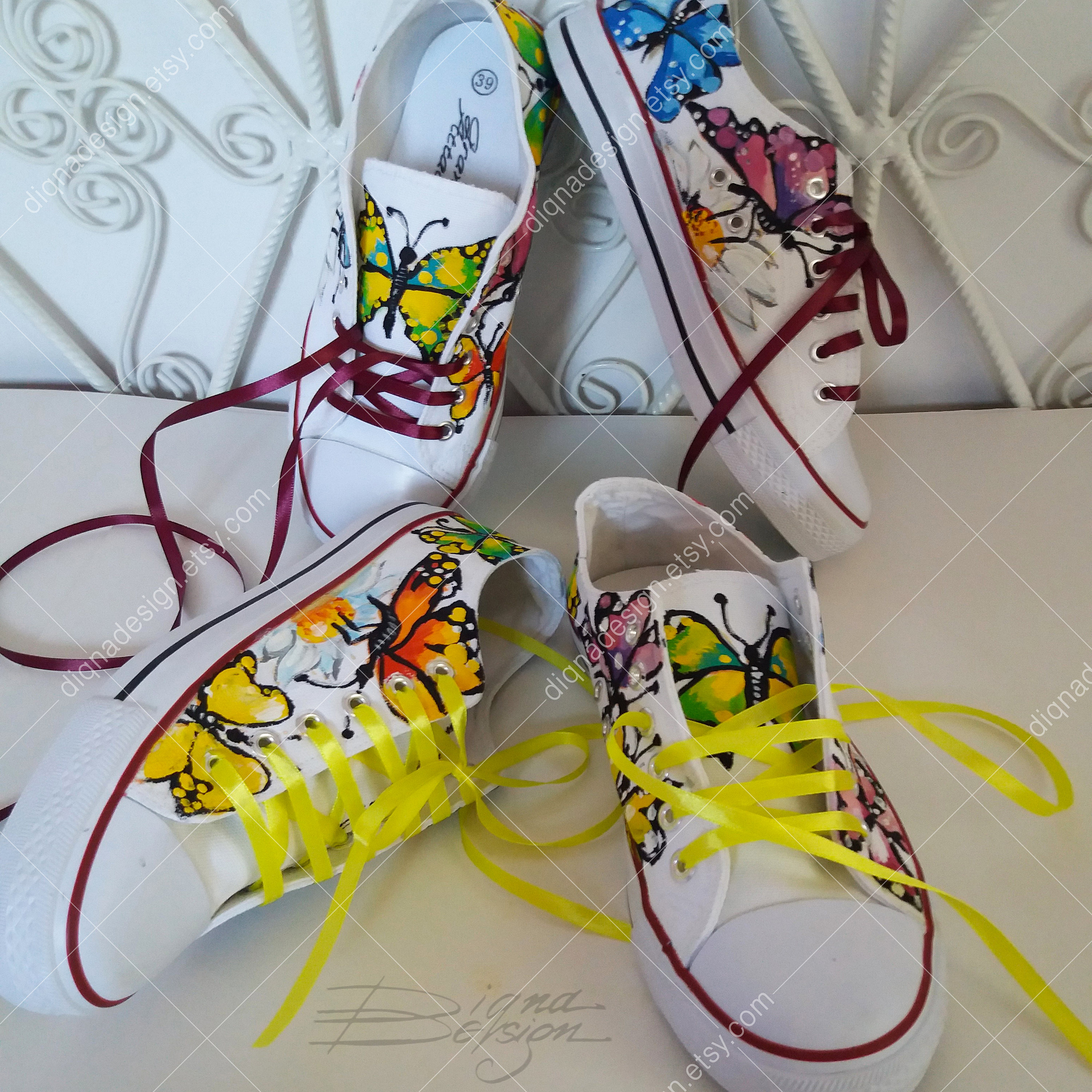Butterfly Sneakers Hadpainted Shoes Butterflies Shoes Hand - Etsy Canada