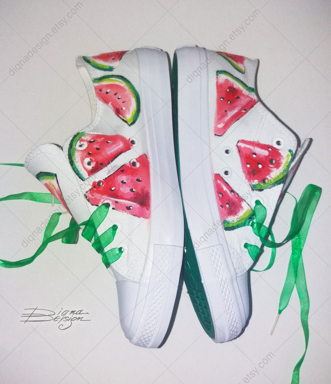 Watermelon Shoes, Handpainted Sneakers, Summer Sneakers, Watermelon ...