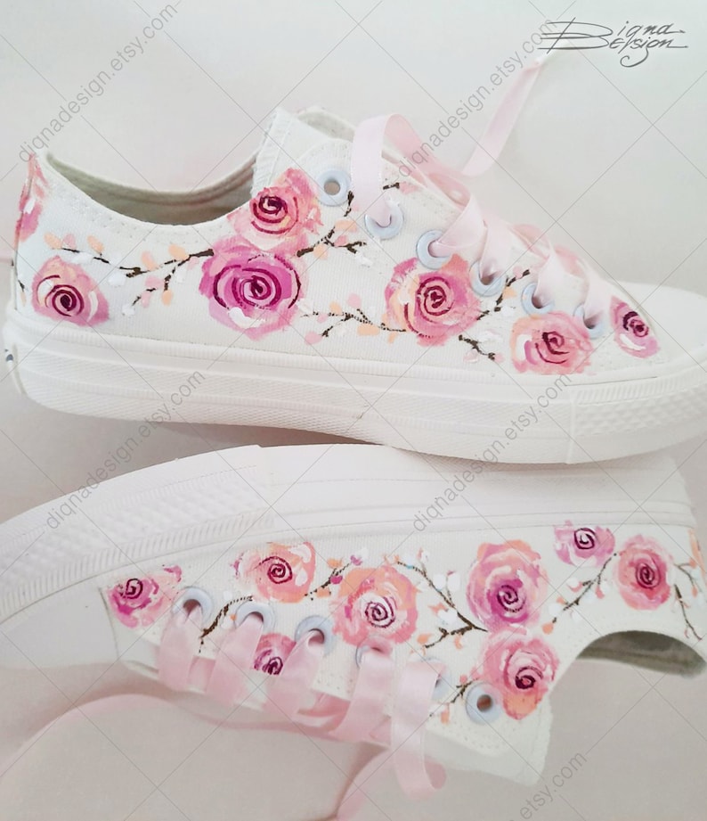 Roses Sneakers Painted Sneakers Roses Art Painted Shoes - Etsy