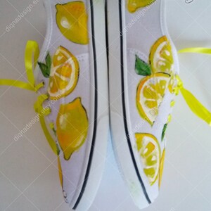 Lemon Hand Painted Sneakers, Lemon Sneakers, Handpainted Lemons Shoes ...