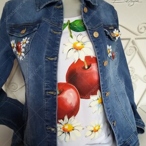 Jean Jacket With Hand Painted Cherries, Cherry Denim Jacket ...
